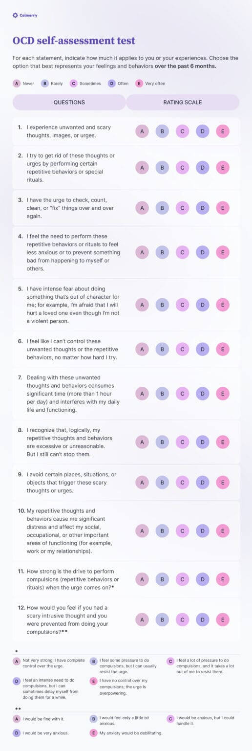 OCD Test: Online Self-Assessment - Calmerry